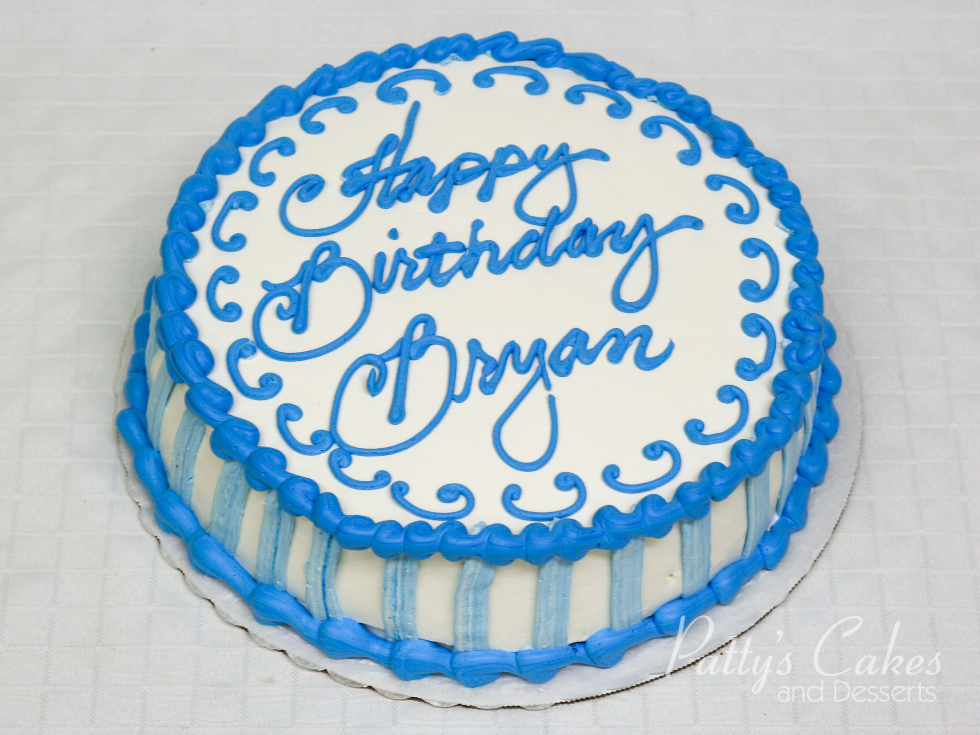 Photo Of A Blue White Birthday Cake Patty s Cakes And Desserts Photo Of A Blue White Birthday Cake Patty s Cakes And Desserts