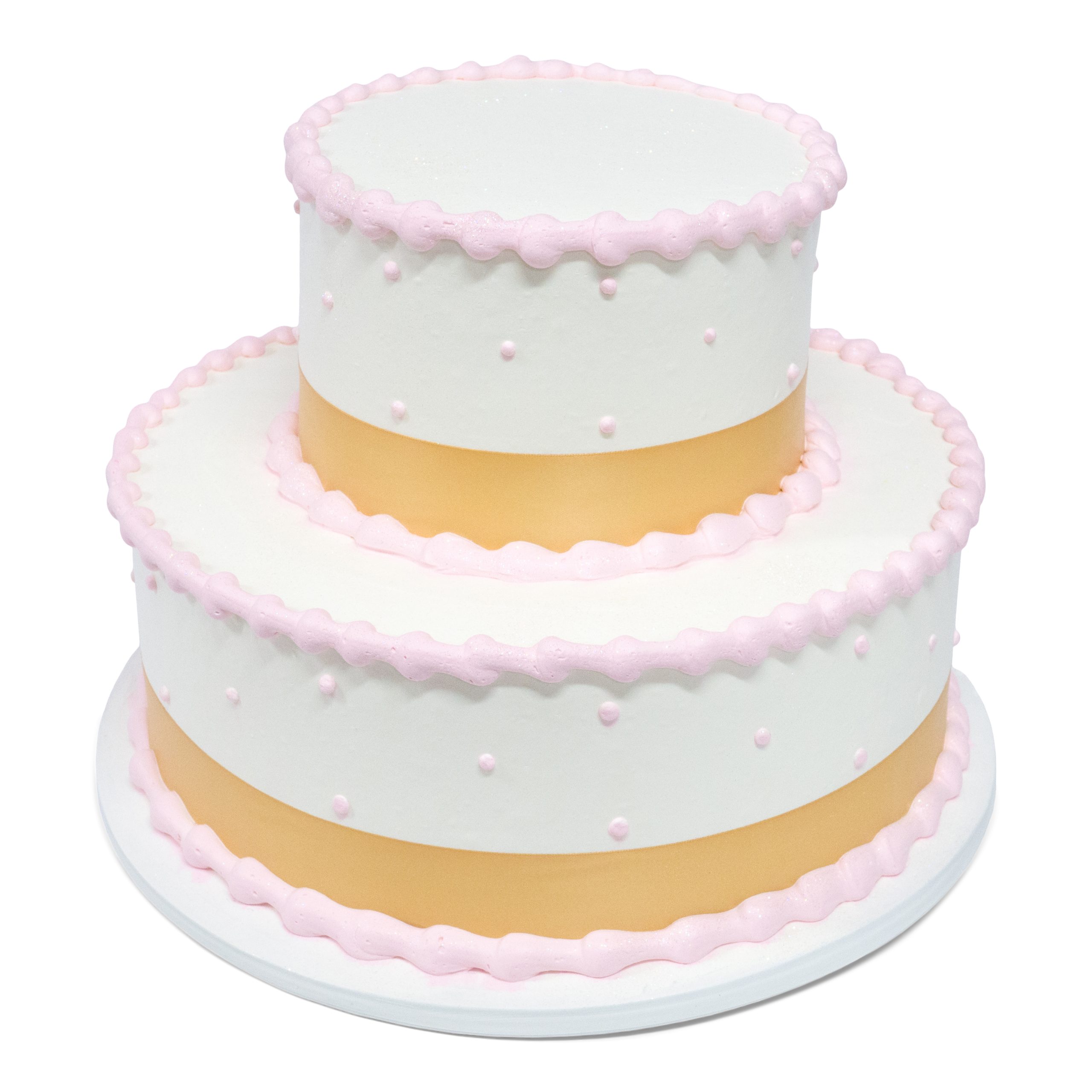Photo of a pink gold 2 tiered cake - Patty's Cakes and Desserts